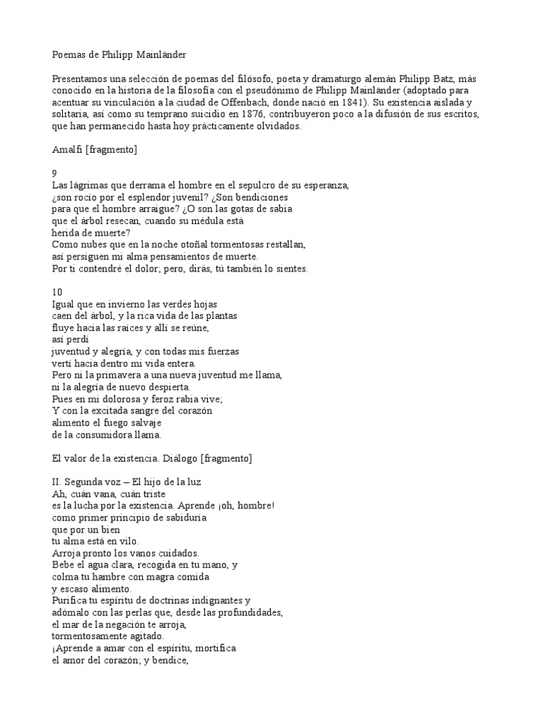 Poemas de Philipp Mainländer | PDF | Science | Ciencia filosófica