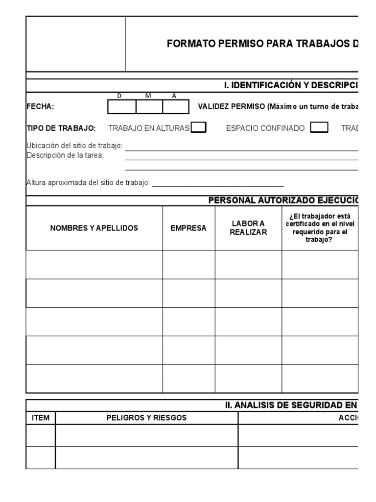 Formato Permiso Trabajo de Alto Riesgo | PDF | Atmósfera | Soldadura
