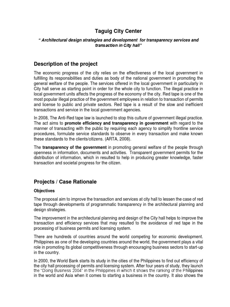 Taguig City Hall Proposal | PDF | City | Business
