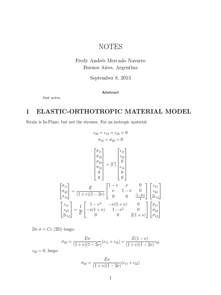Plain Strain and Plain Stress | PDF | Applied And Interdisciplinary ...