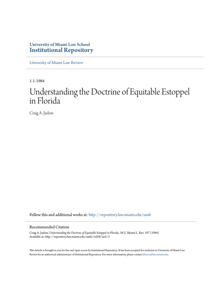 Understanding The Doctrine of Equitable Estoppel in Florida | PDF ...