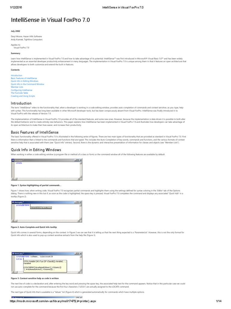 IntelliSense in Visual FoxPro 7 | PDF | Component Object Model | Class (Computer Programming)