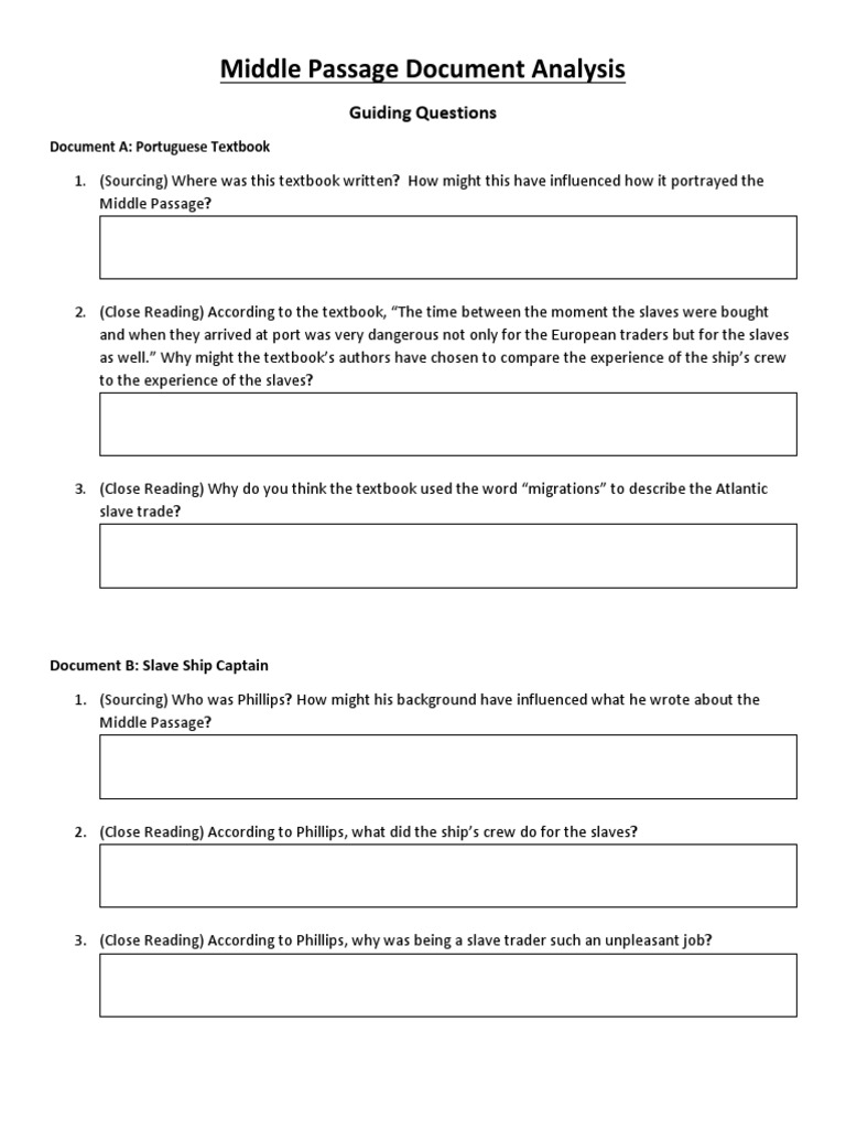 Middle Passage Document Analysis | PDF | Slavery | Unfree Labour