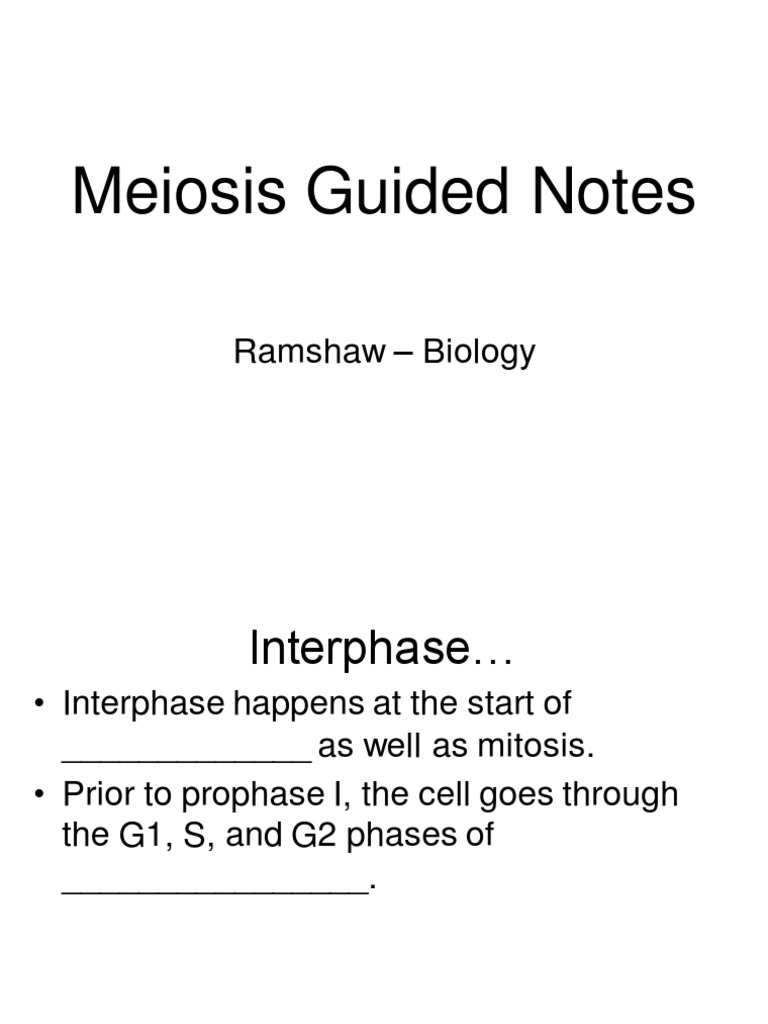 Meiosis Guided Notes: Ramshaw - Biology | PDF | Meiosis | Biological ...