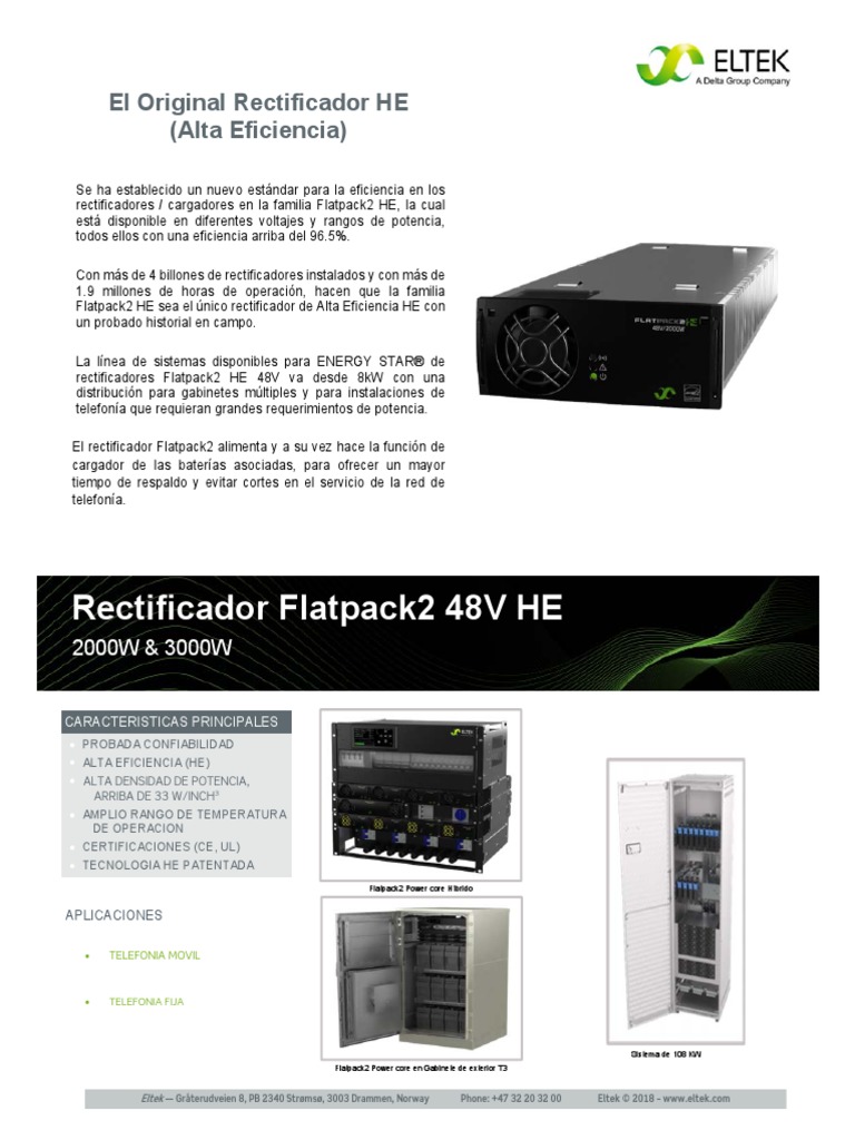 Datasheet Flatpack2 48v He Rectifiers 24111x.105.Ds6 | PDF | Ingeniería de la Energía ...