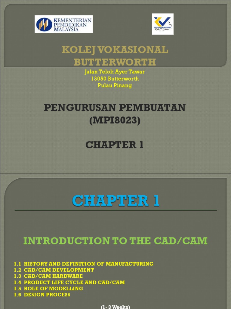 Chapter 1 Introduction To The Cad Cam New | PDF