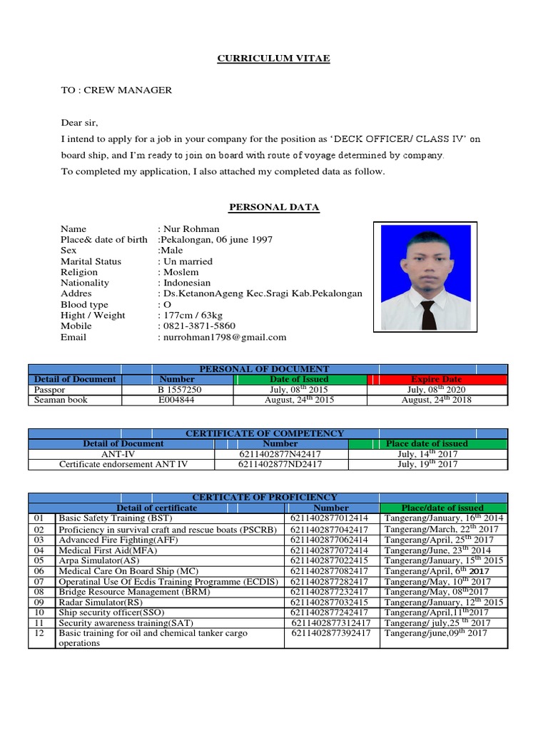 A Comprehensive Curriculum Vitae and Application for the Position of ...