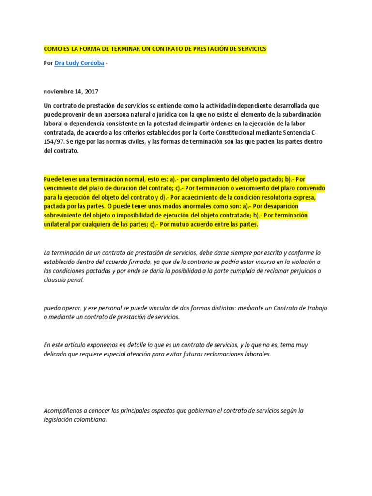 Como Terminar Un Contracto | PDF | Sociedad de responsabilidad limitada ...