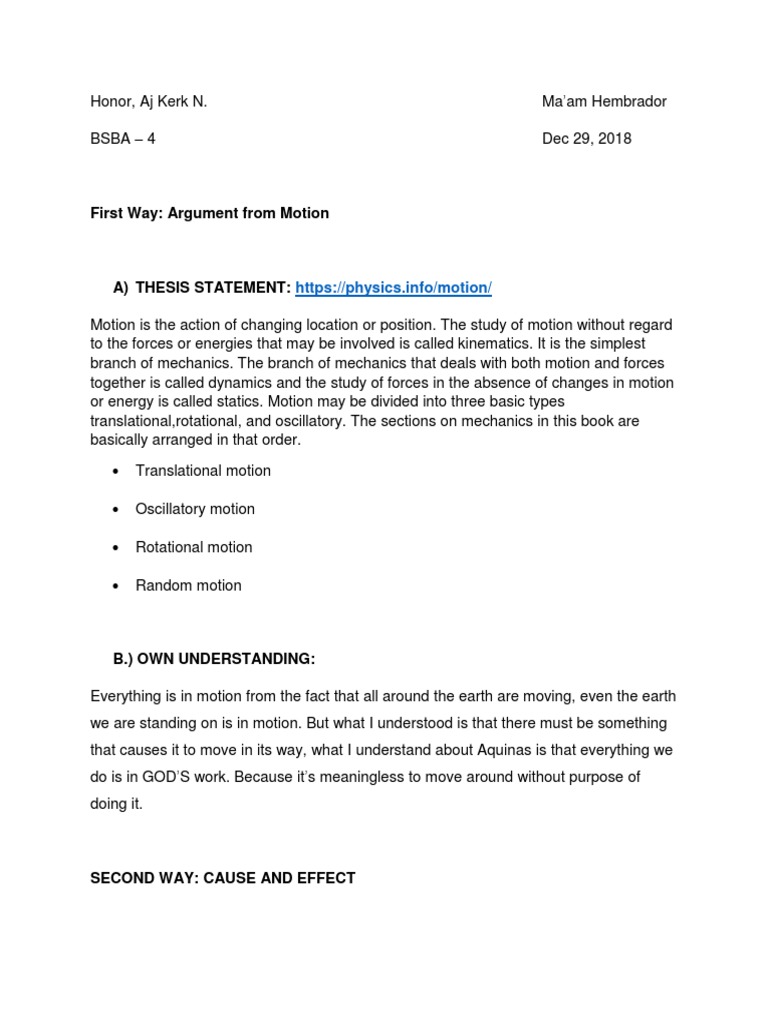 First Way: Argument From Motion | PDF | Causality | Western Philosophy