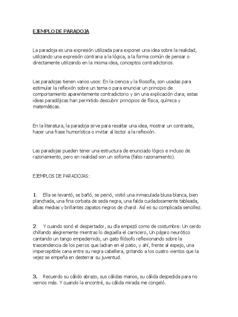 Ejemplos de Paradojas | Paradoja | Realidad