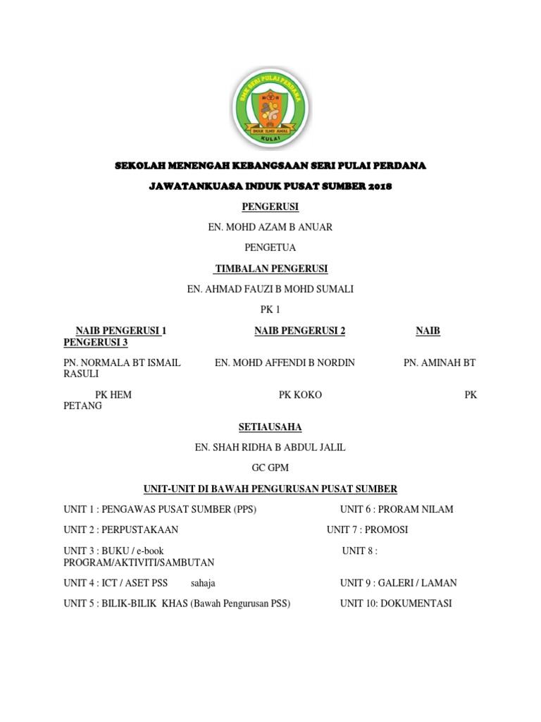 AJK INDUK PSS (Contoh) | PDF