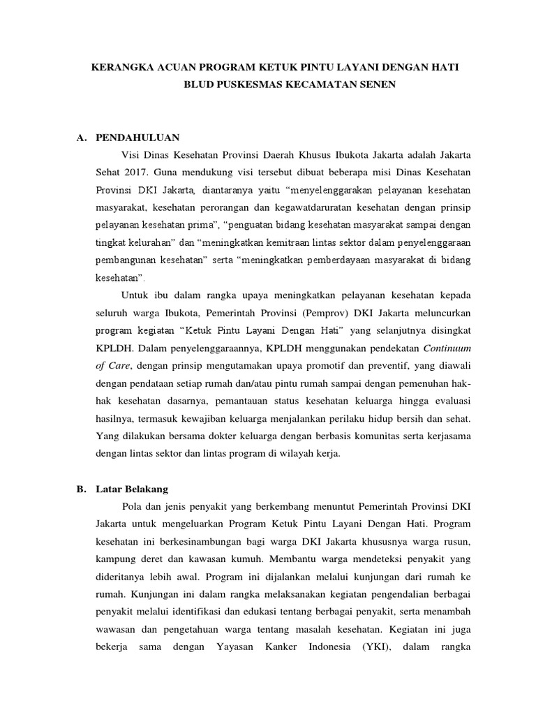 Kerangka Acuan KPLDH | PDF | Sains & Matematika