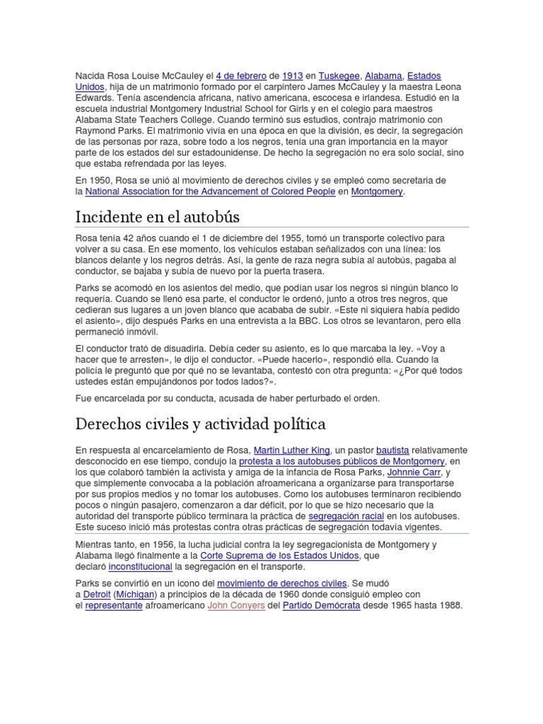 Rosa Parks Español | PDF | Rosa Parks | Personas