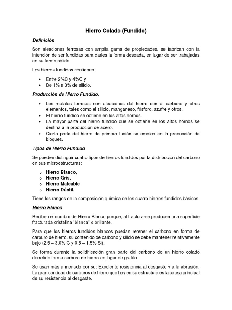Hierro Colado | PDF | Hierro | Carbón