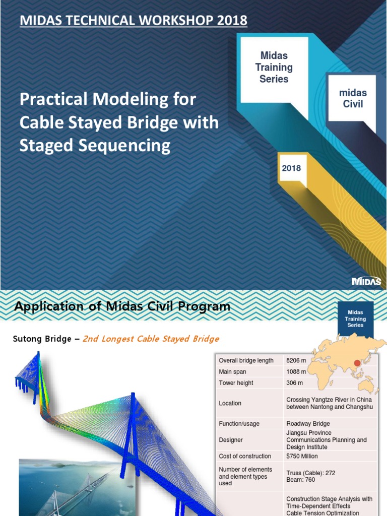 Modeling a Cable-Stayed Bridge in Midas Civil | PDF | Truss | Equations