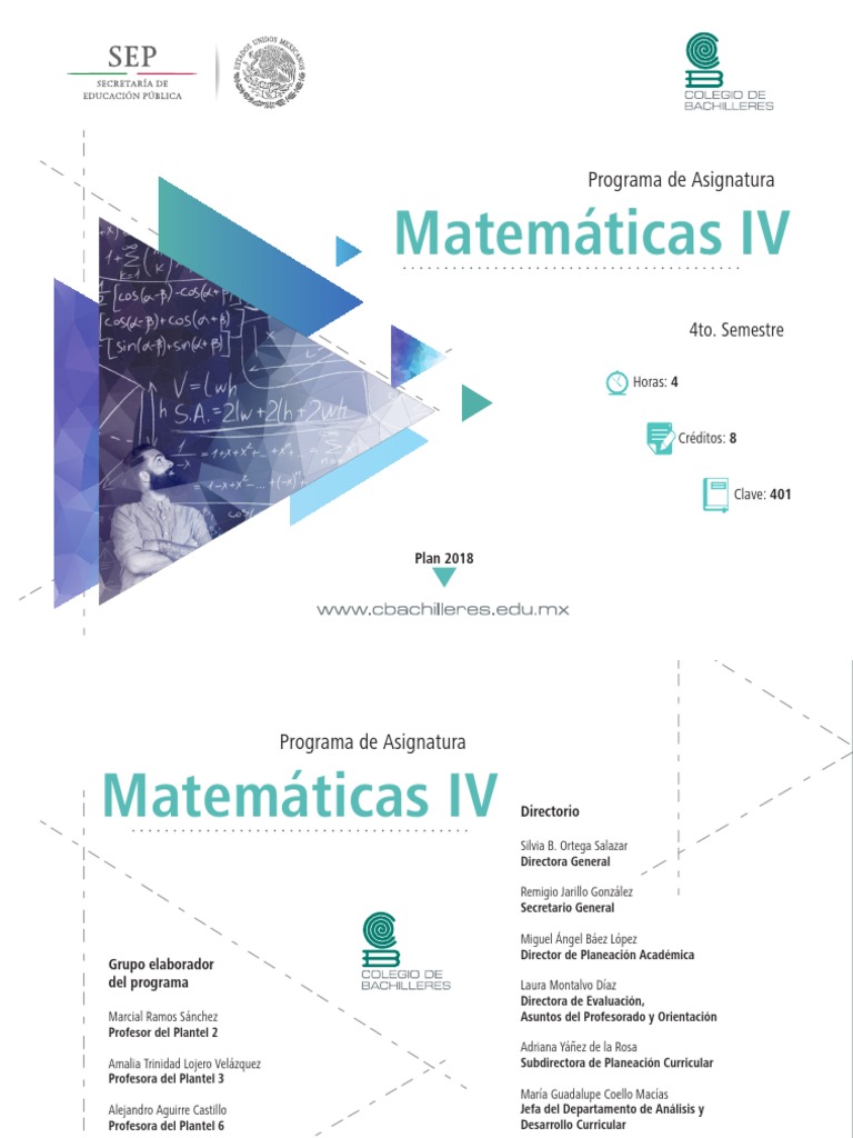 PROGRAMA DE Matematicas IV | PDF | Evaluación | Maestros