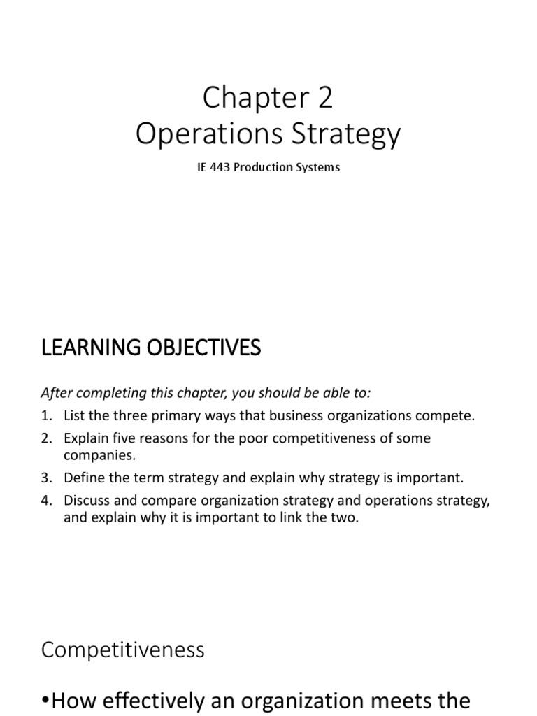Chapter 2 Operations Strategy | PDF | Strategic Management | Competition