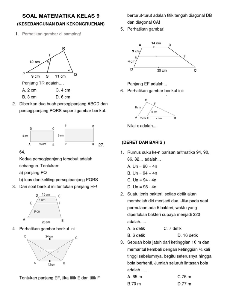 Soal Matematika Kelas 9 | PDF
