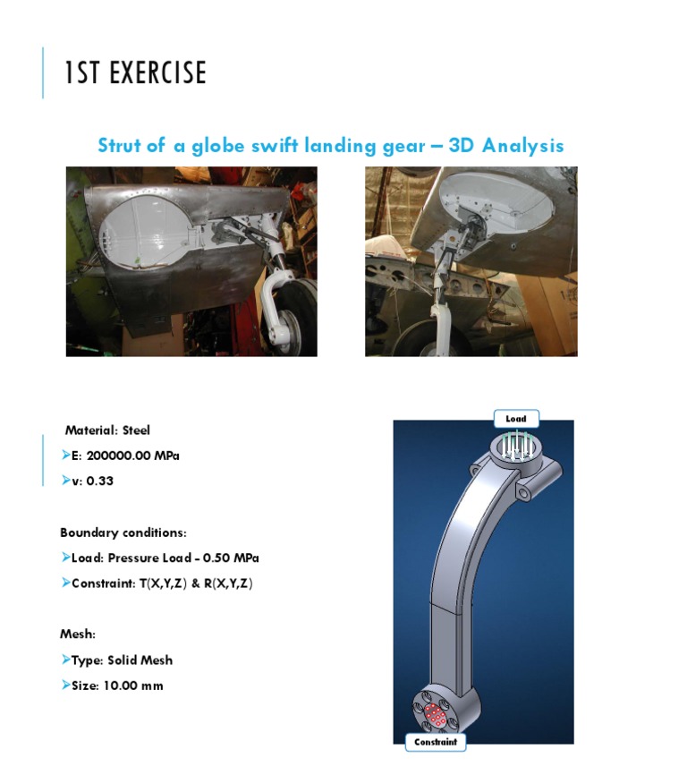 1St Exercise: Strut of A Globe Swift Landing Gear - 3D Analysis | PDF
