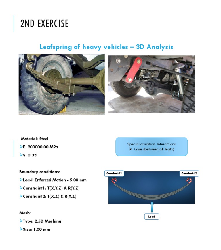 2Nd Exercise: Leafspring of Heavy Vehicles - 3D Analysis | PDF