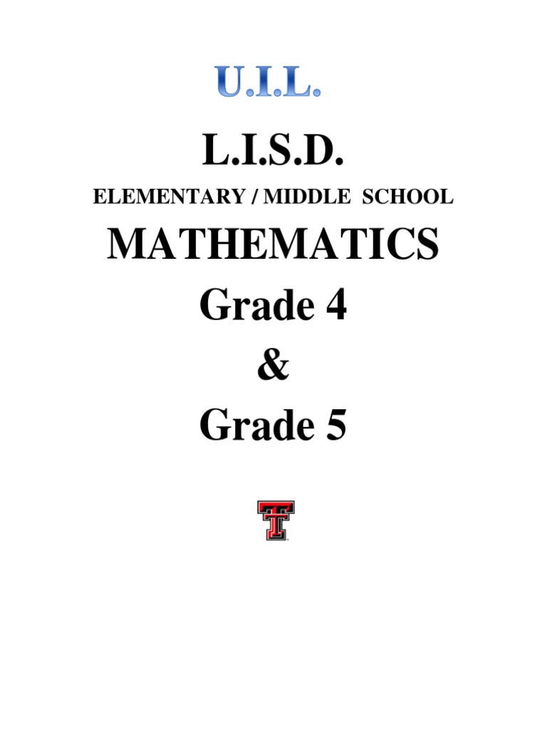 UIL 4TH - 5TH Grade MATH Practice Test | PDF | Circle | Angle