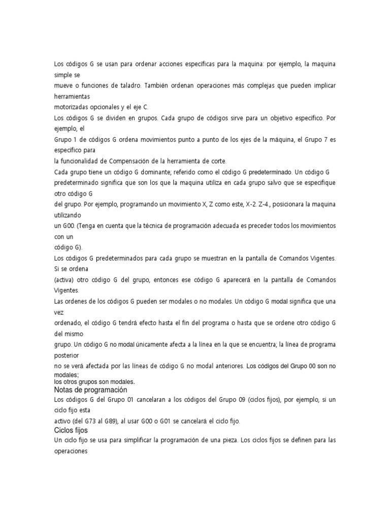 Codigos G Torno CNC | PDF | Perforar | Equipo