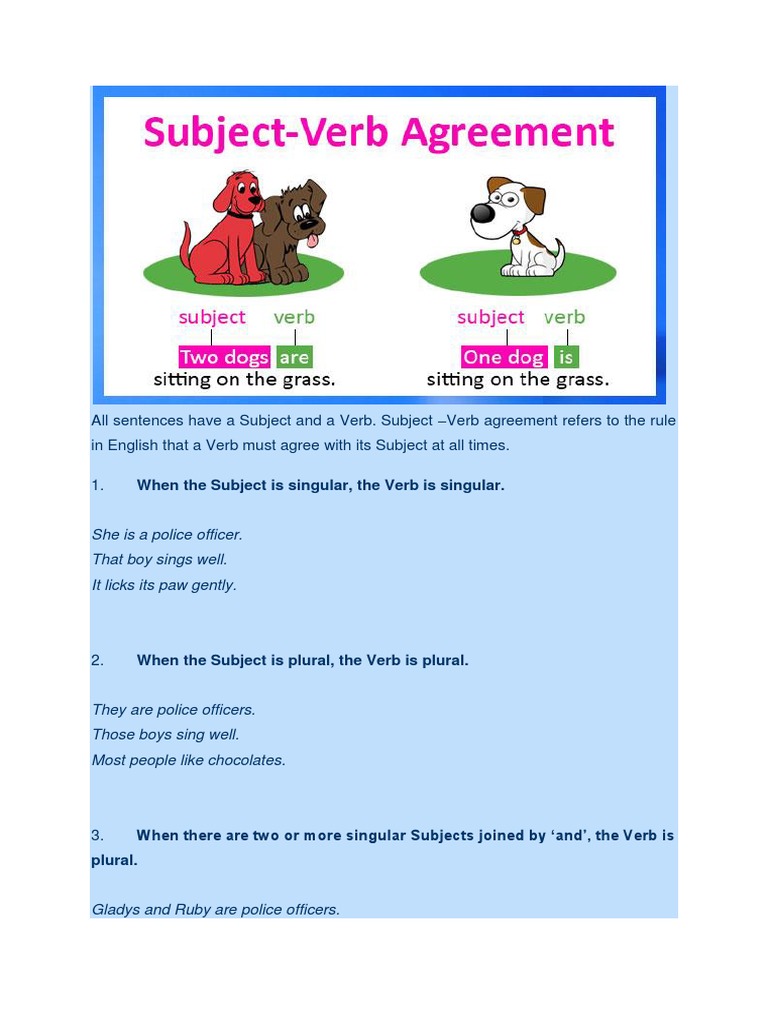 Subject-Verb Agreement Rules Explained | PDF | Grammatical Number ...