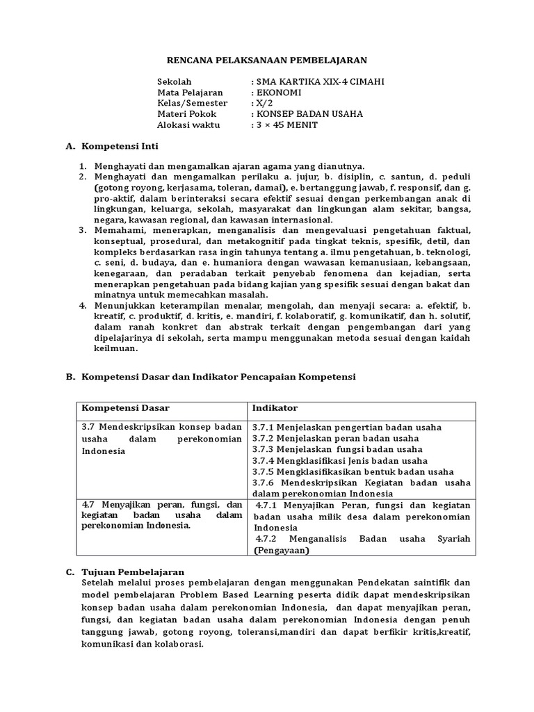 RPP Ekonomi | PDF