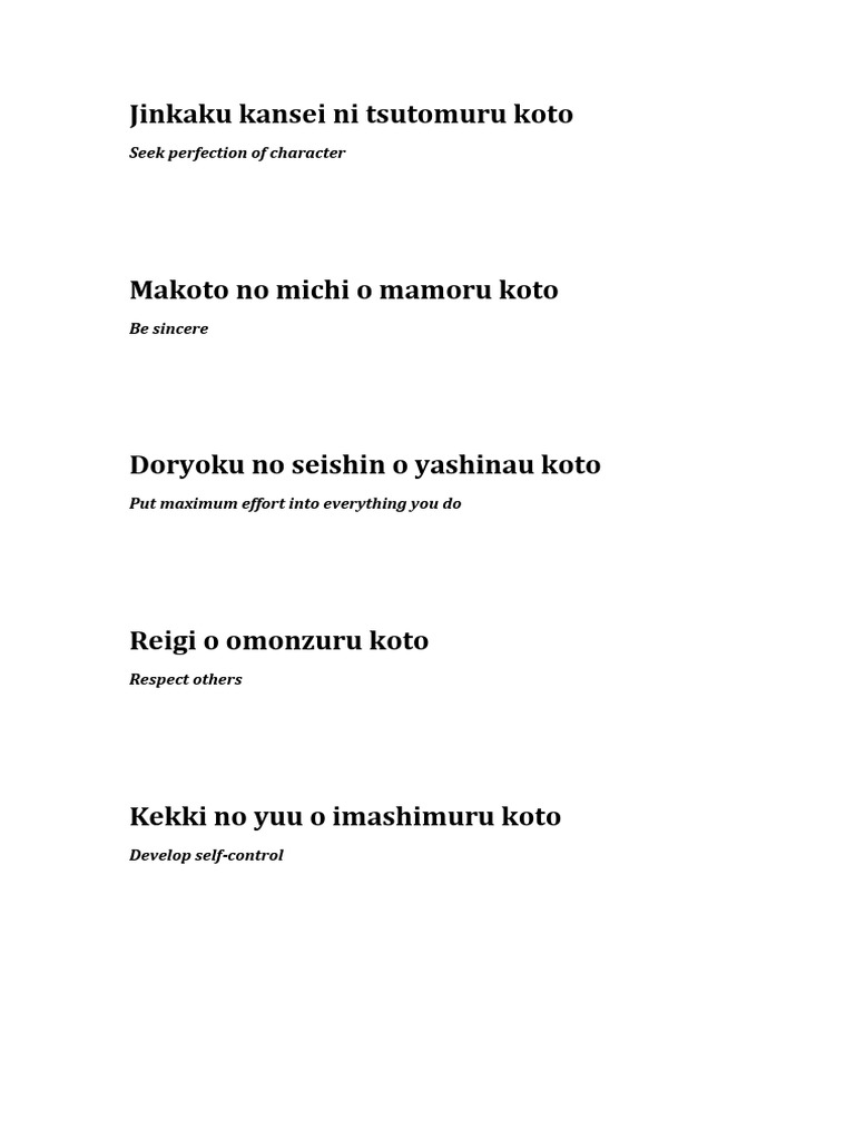 Jinkaku Kansei Ni Tsutomuru Koto: Seek Perfection of Character | PDF