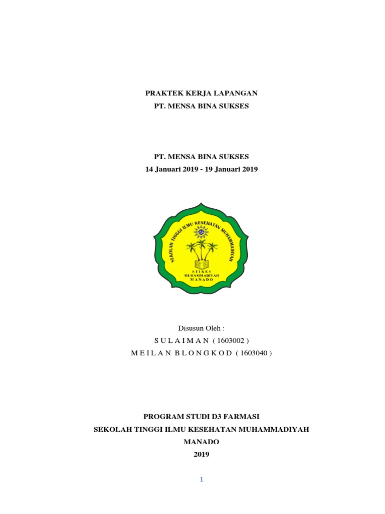 Laporan Praktek Kerja Lapangan (PKL) di PT. Mensa Bina Sukses sebagai ...