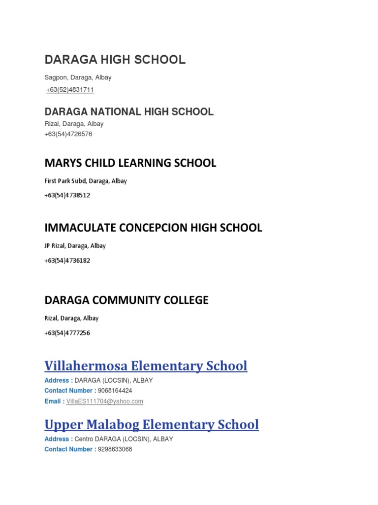 Bicol List of Schools | PDF