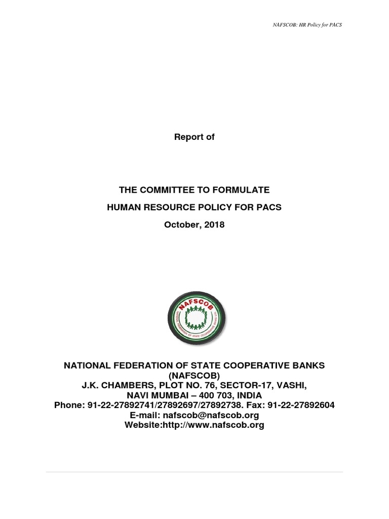 NAFSCOB Formulates HR Policy for PACS | PDF | Human Resources | Human ...