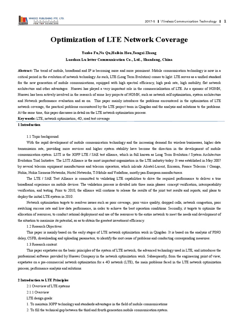 Optimization Of Lte Network Coverage Pdf Download Free Pdf Mimo Lte Telecommunication