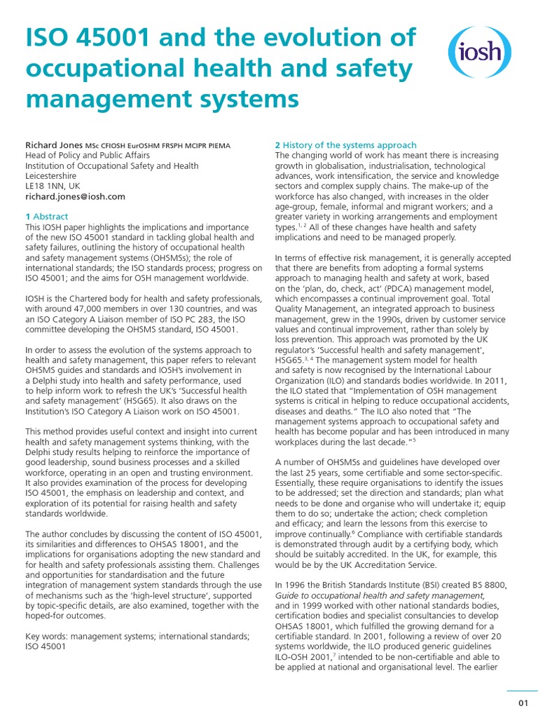 ISO 45001 and The Evolution of OHSMS | PDF | Occupational Safety And ...