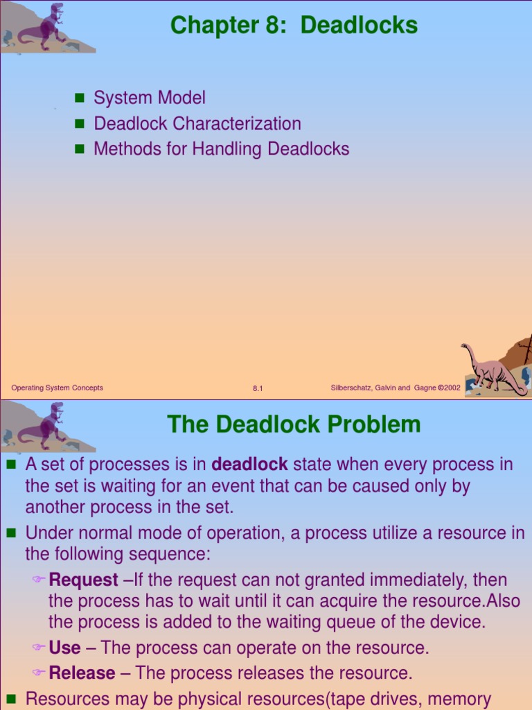 Chapter 8: Deadlocks: System Model Deadlock Characterization Methods For Handling Deadlocks ...