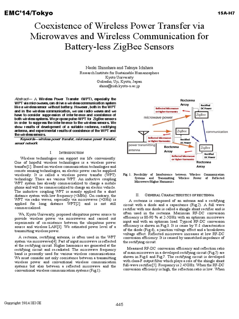 Coexistence of Wireless Power Transfer Via Microwaves and Wireless Communication For Battery ...
