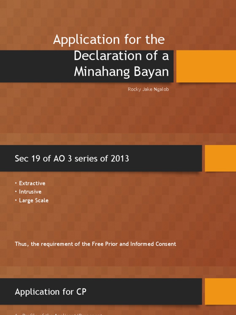 Application For The Declaration of A Minahang Bayan | PDF ...