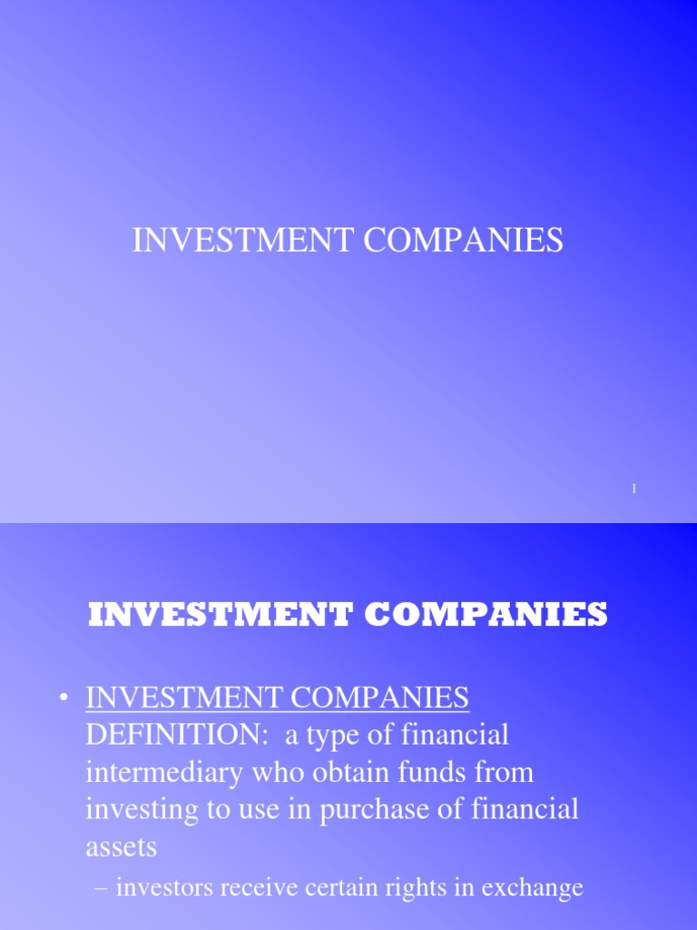 Types and Definitions of Investment Companies | PDF | Mutual Funds ...