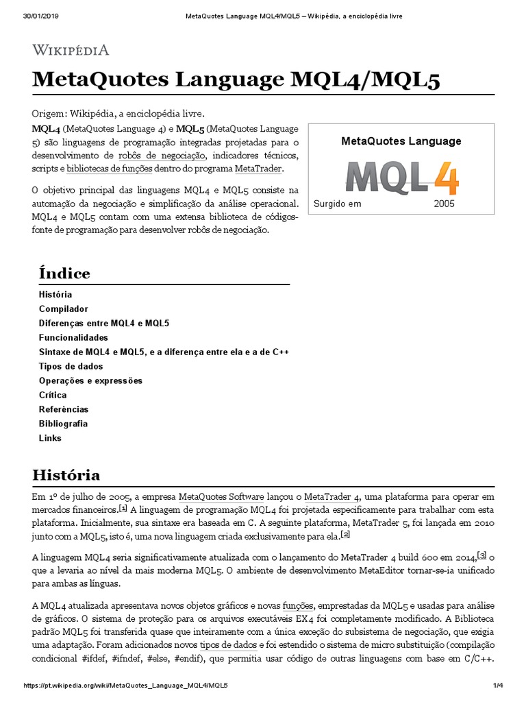 Metaquotes Language Mql4 Mql5 Pdf Programação De Computadores 6773