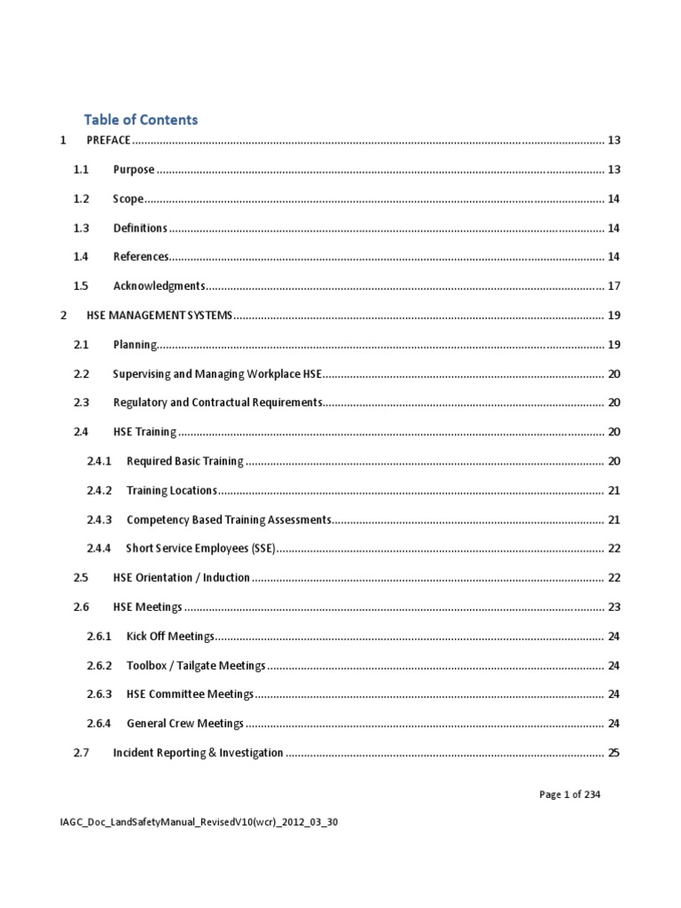 IAGC Land Safety Manual Overview | PDF | Ice | Employment