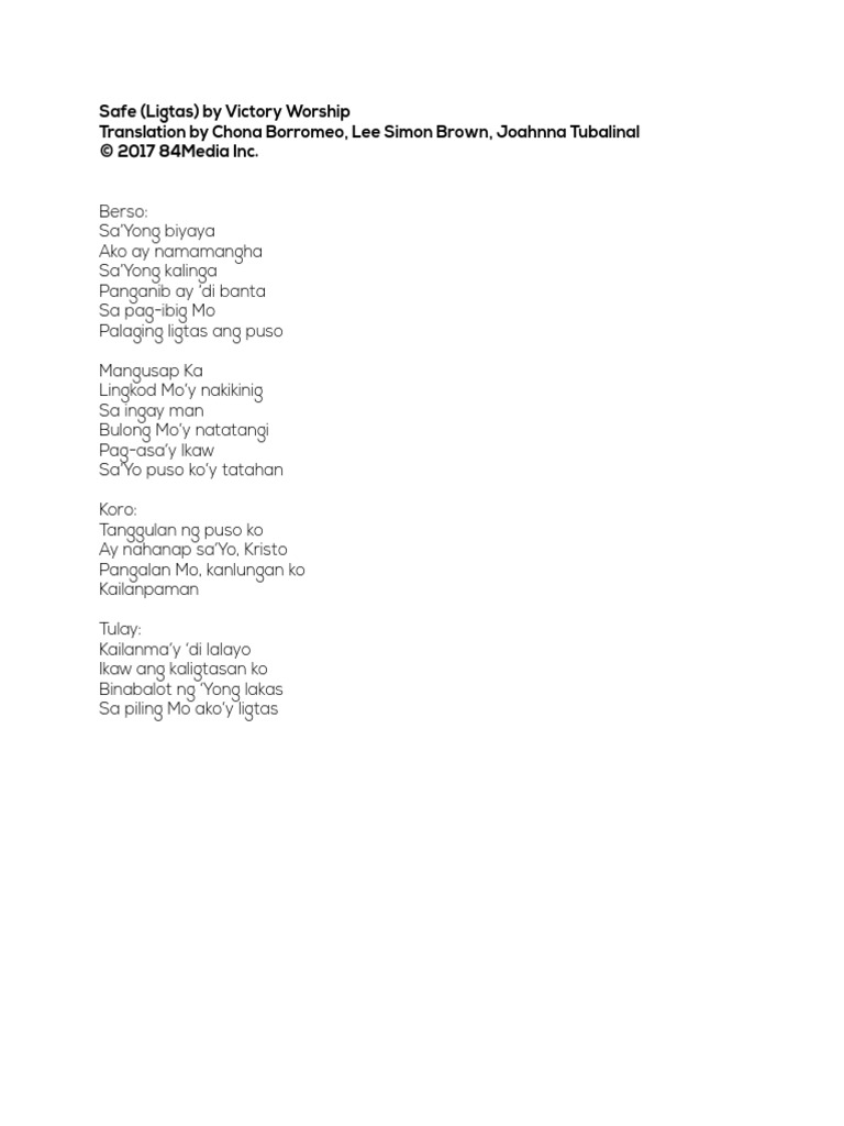 Safe - Tagalog Translation | PDF