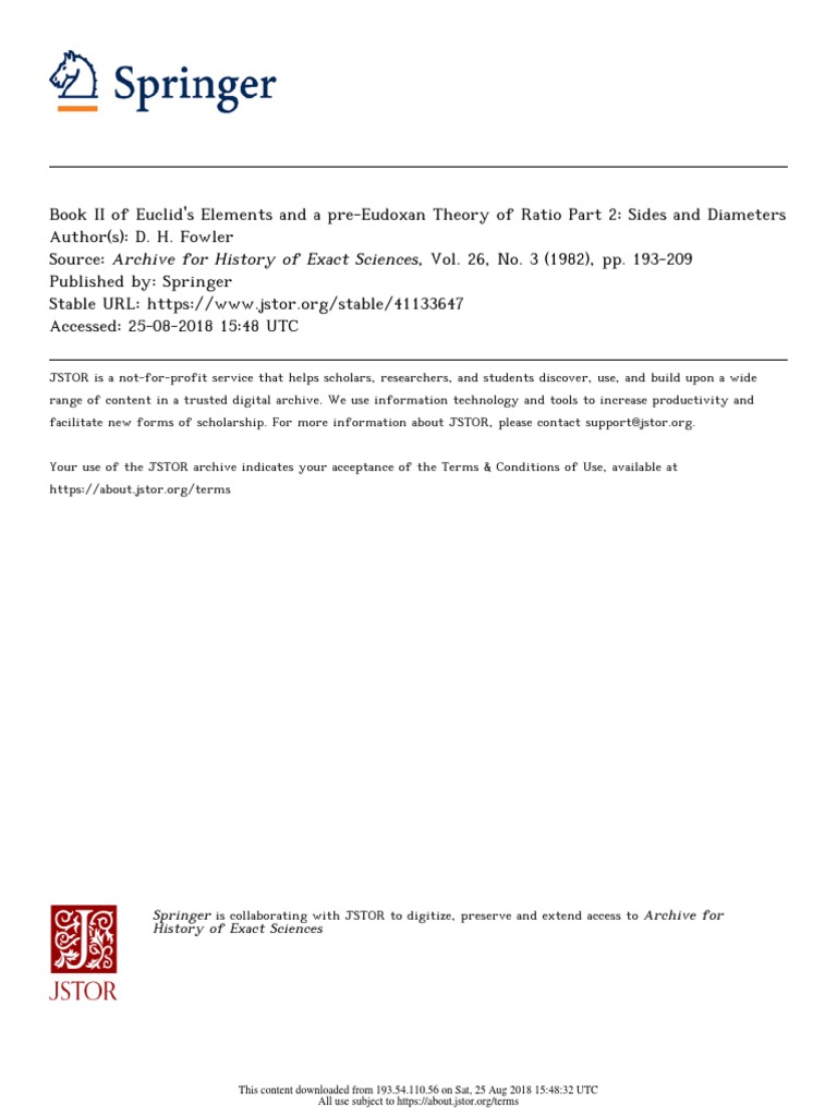 Book II of Euclid's Elements and A Pre-Eudoxan Theory of Ratio Part 2 ...