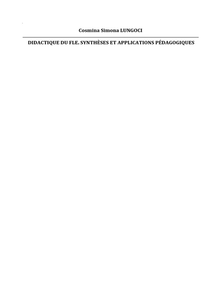 Didactique Du FLE. Syntheses Et Applications Pedagogiques | PDF ...
