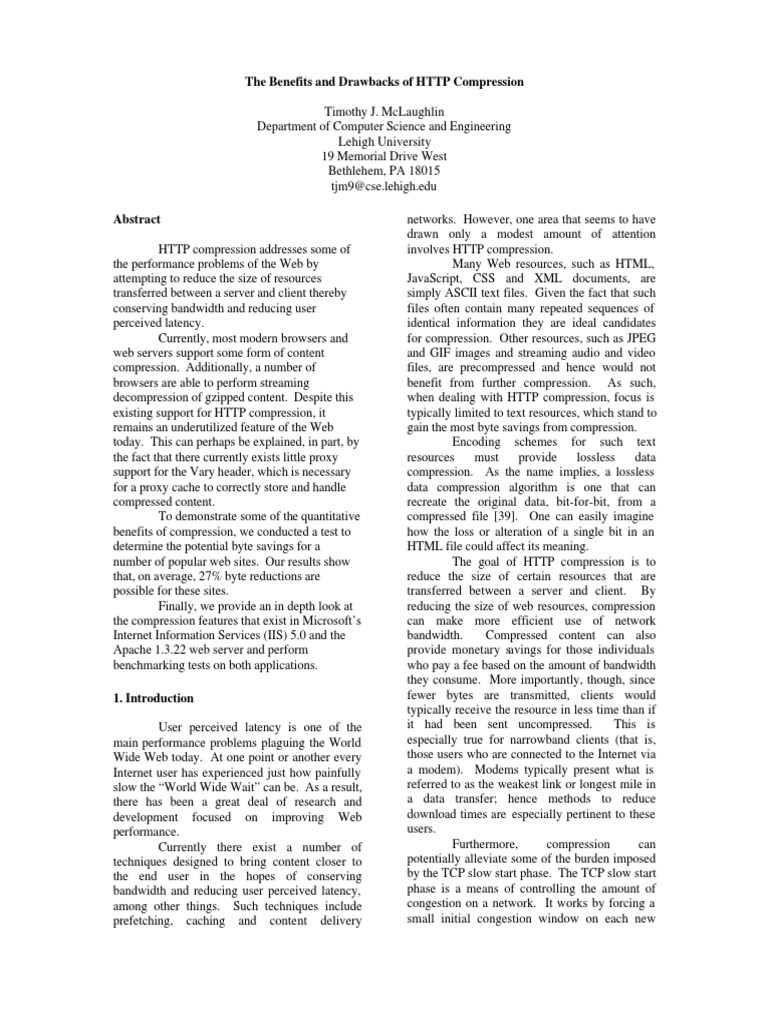 The Benefits and Drawbacks of HTTP Compression | PDF | Hypertext Transfer Protocol | Web Server