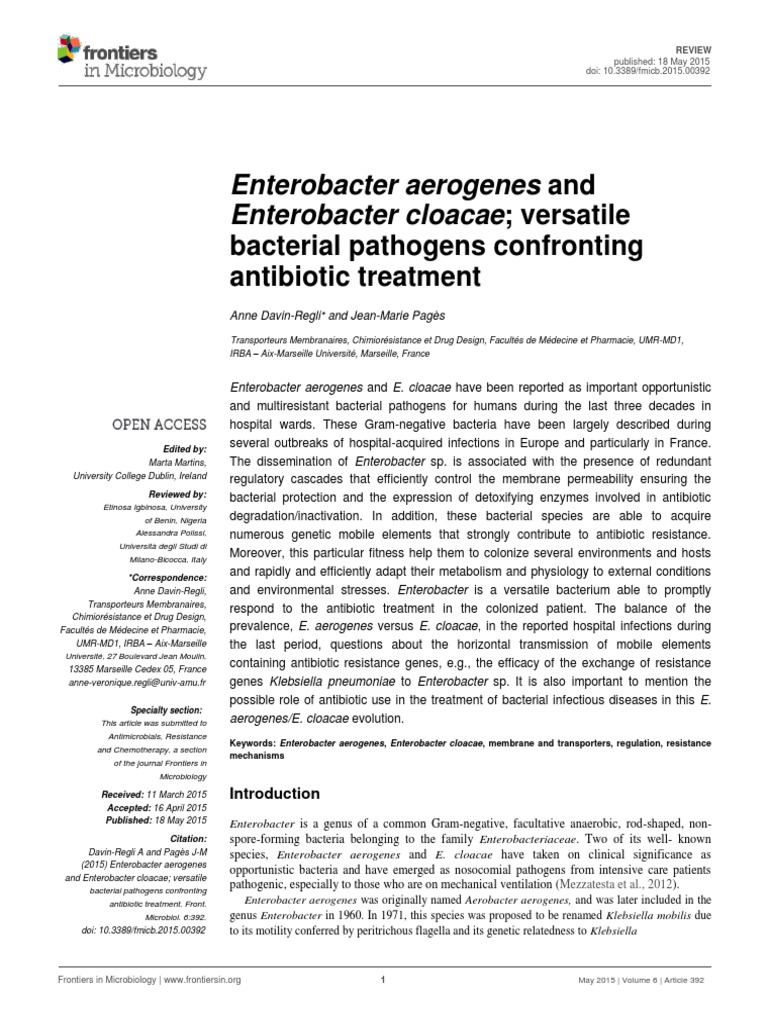 Enterobacter Aerogenes and Enterobacter Cloacae Versatile: Bacterial ...
