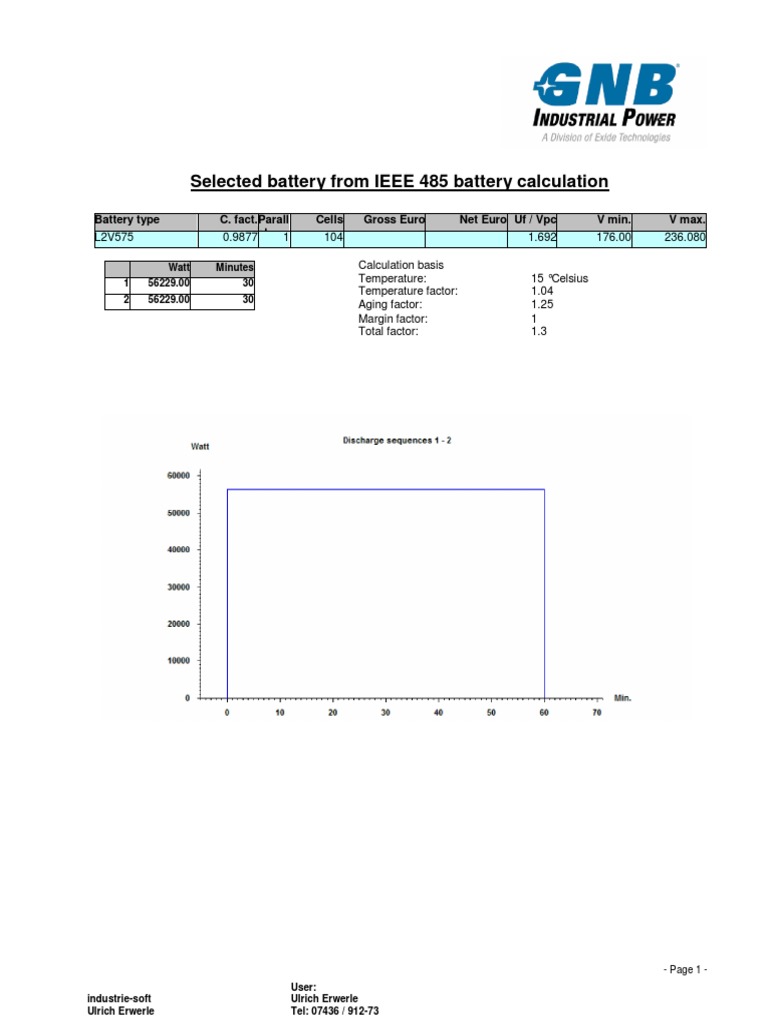 Selected Battery From IEEE 485 Battery Calculation | PDF | Celsius ...