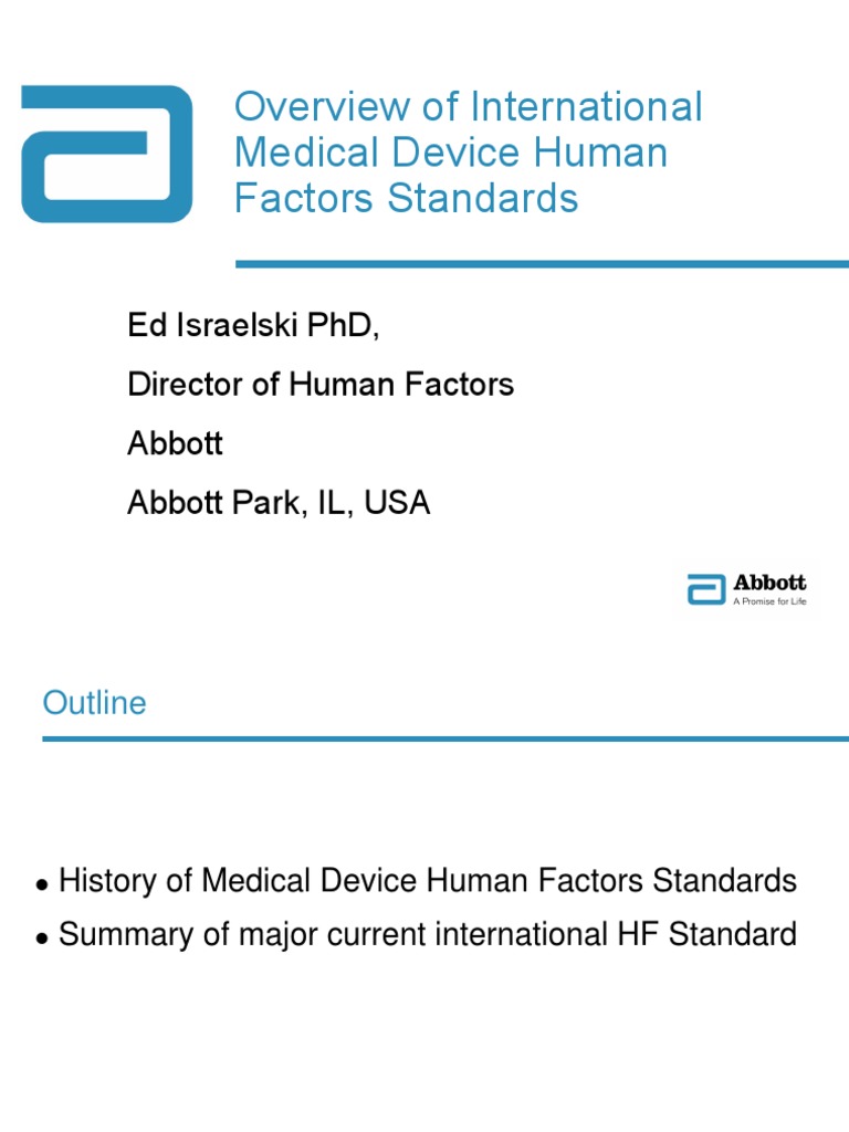 Overview of International Medical Device Human Factors Standards | PDF ...