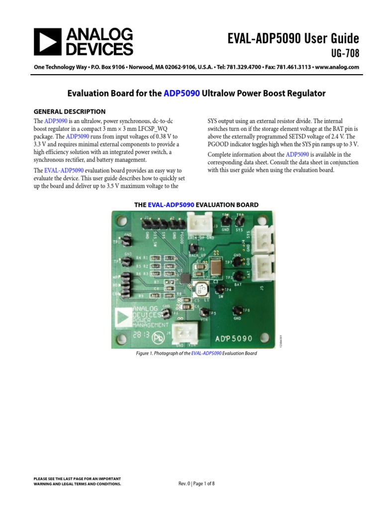 EVAL-ADP5090 User Guide: Evaluation Board For The Ultralow Power Boost ...