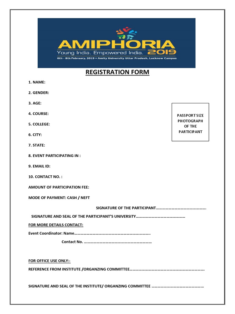 Amiphoria Registration Form | PDF