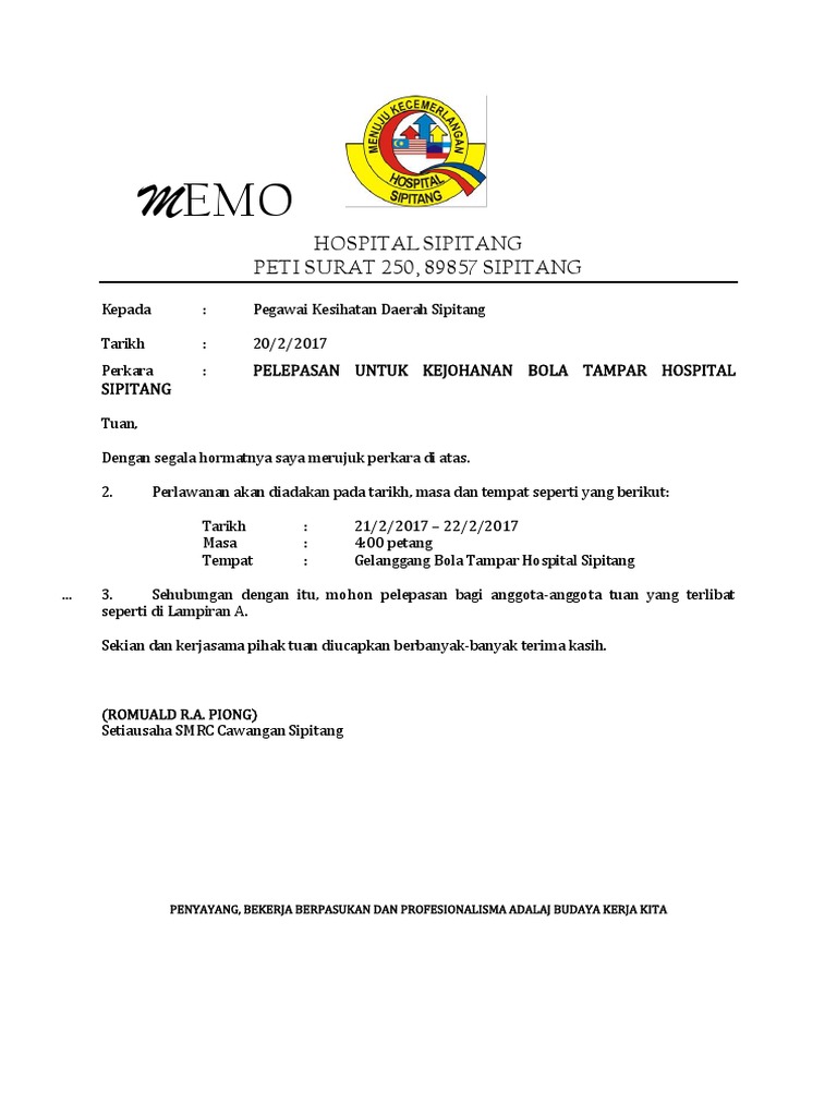 Memo Pelepasan Sukan 2 | PDF